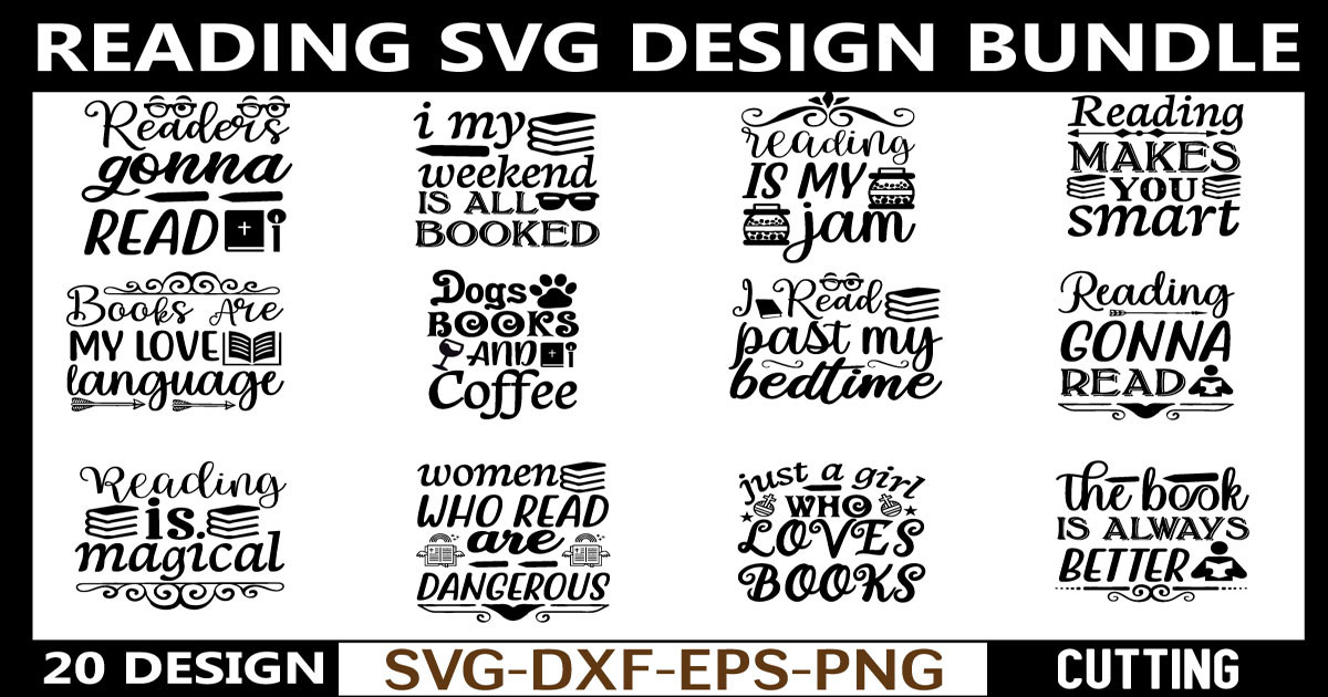 Reading SVG Design Bundle Bundle · Creative Fabrica