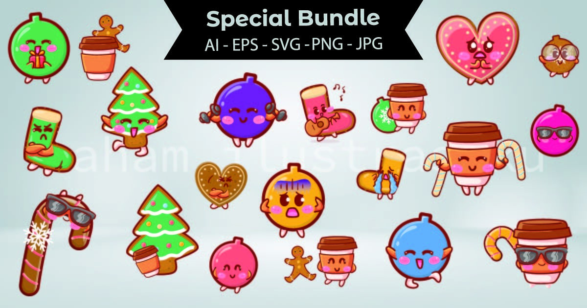 Kawaii Christmas Decoration Bundle Bundle · Creative Fabrica