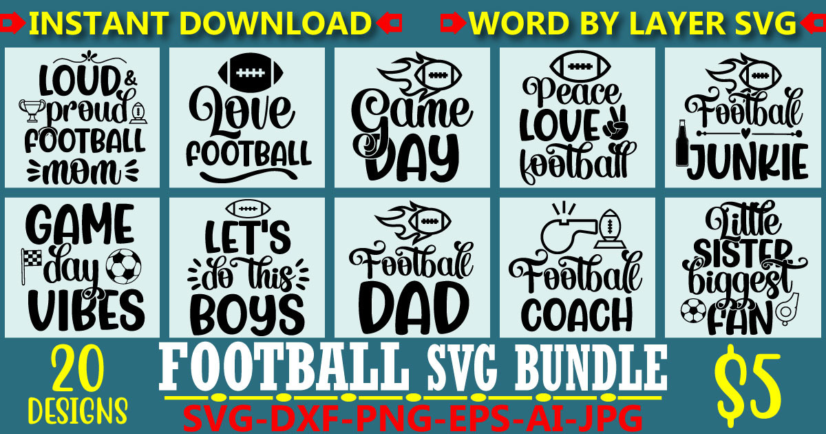 Football SVG Bundle Vol-2 Bundle · Creative Fabrica