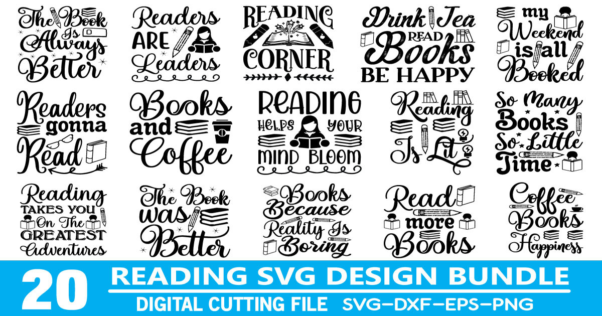 Reading SVG Design Bundle Bundle · Creative Fabrica