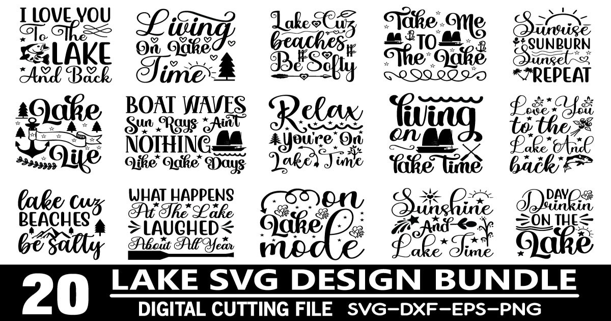 Lake SVG Design Bundle Bundle · Creative Fabrica