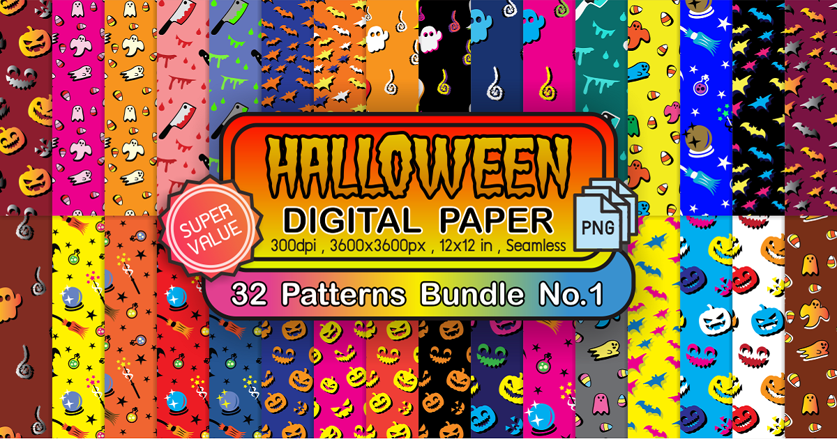 Halloween Digital Papers Big Bundle Bundle · Creative Fabrica