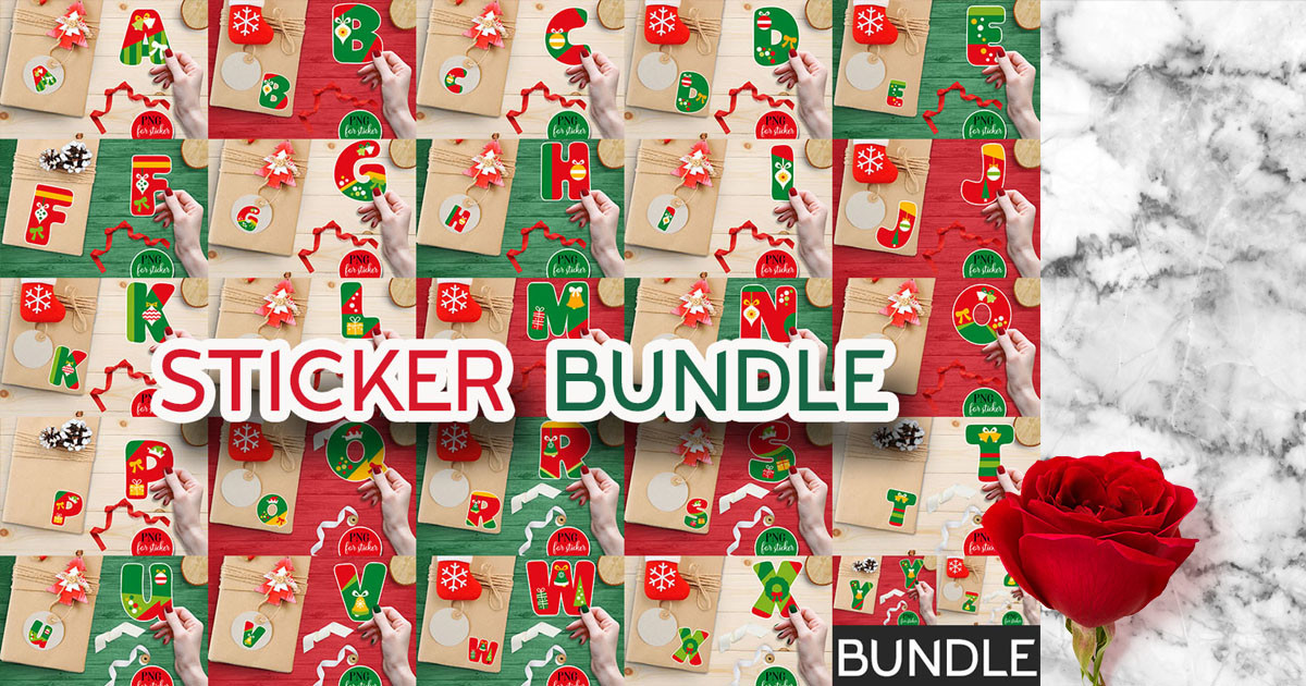 Christmas Alphabet Sticker Bundle Bundle · Creative Fabrica