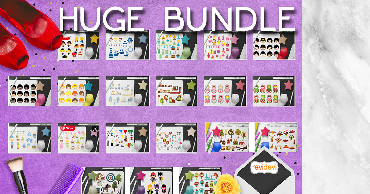 Kids Cute Clipart Huge Bundle Bundle · Creative Fabrica