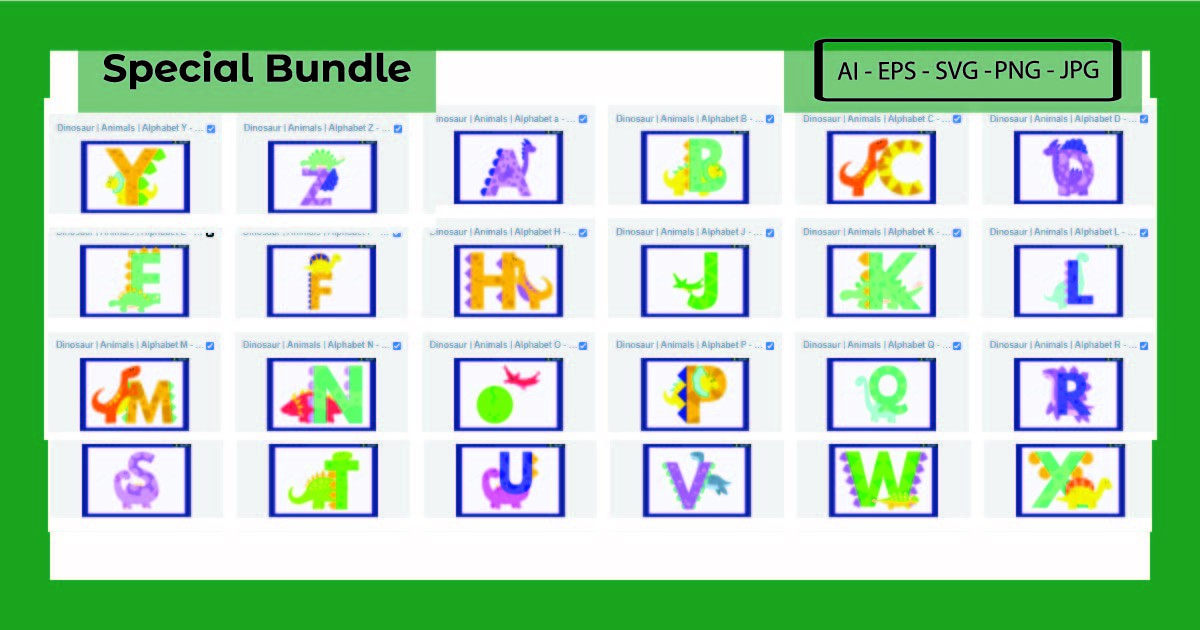 Dinosaur Animals Alphabet Bundle Bundle · Creative Fabrica