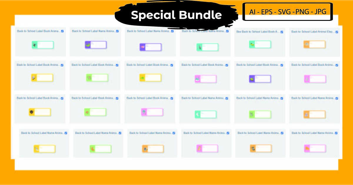 Back to School Label Book Animal Bundle Bundle · Creative Fabrica