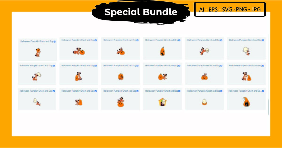 Halloween Pumpkin Ghost and Dog Bundle Bundle · Creative Fabrica