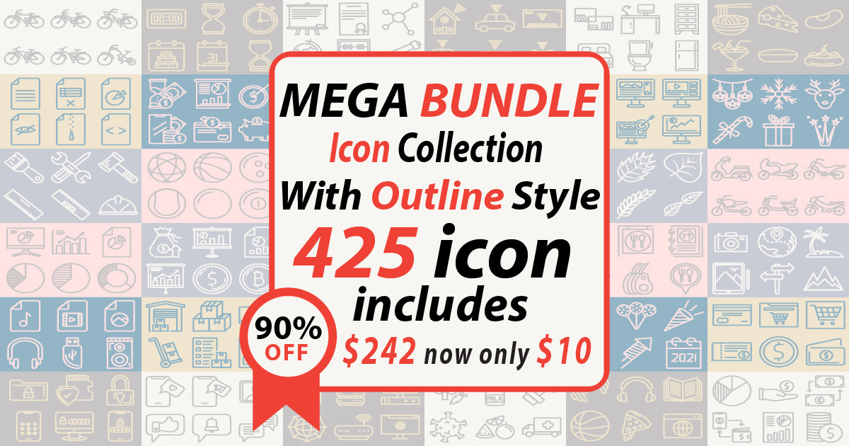 Icon Collection Outline Mega Bundle Bundle · Creative Fabrica