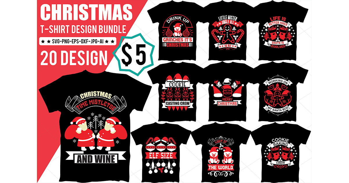 Christmas T-Shirt Design Bundle Bundle · Creative Fabrica