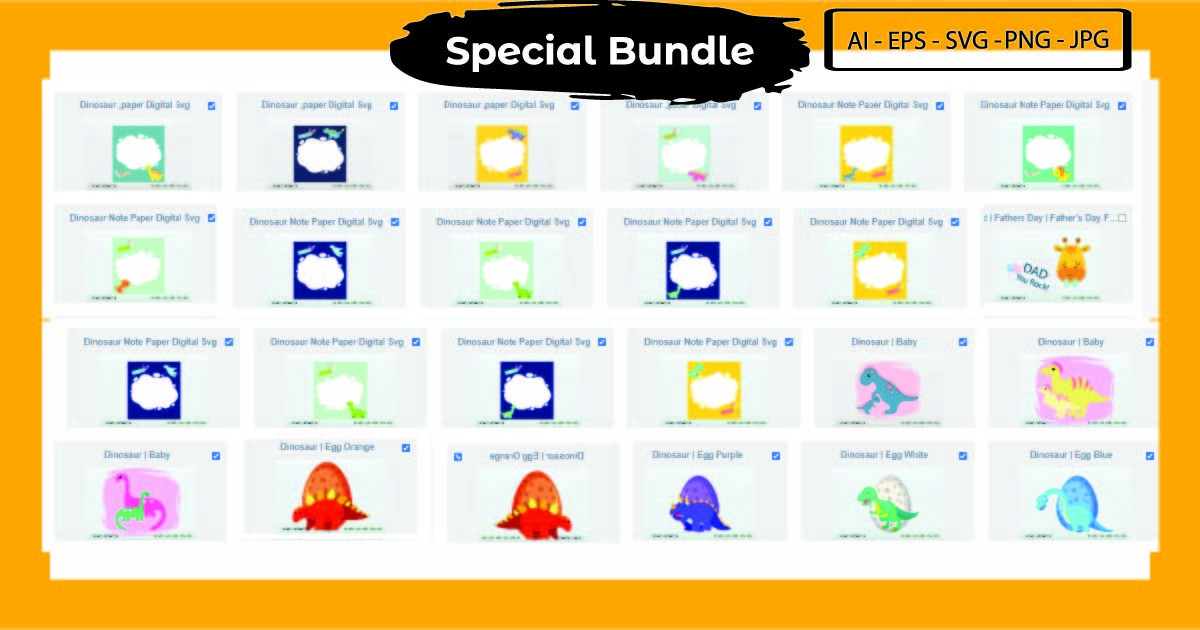 Dinosaur Sticker and Digital Paper Bundle Bundle · Creative Fabrica