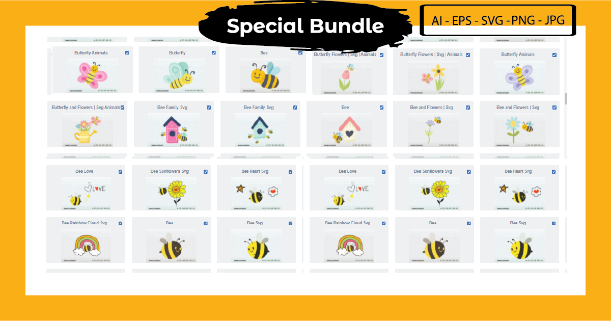 Flowers and Bee Bundle Bundle · Creative Fabrica