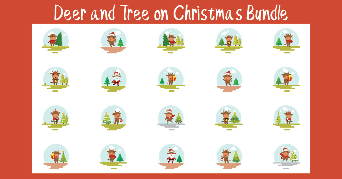 Deer and Tree on Christmas Bundle Bundle · Creative Fabrica