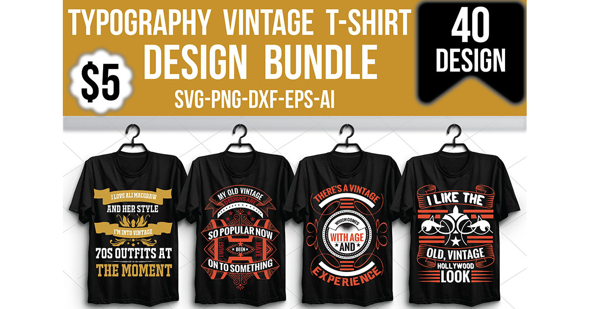 Typography Vintage T-Shirt Design Bundle Bundle · Creative Fabrica