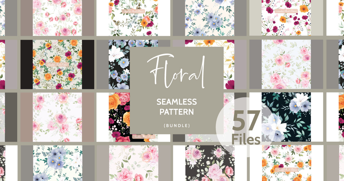 Flower Seamless Pattern Bundle Bundle · Creative Fabrica