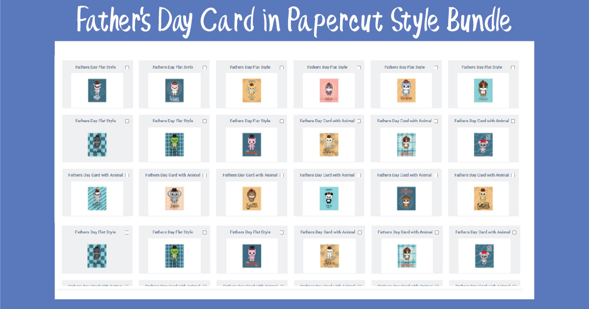 Father's Day Card in Papercut Bundle Bundle · Creative Fabrica
