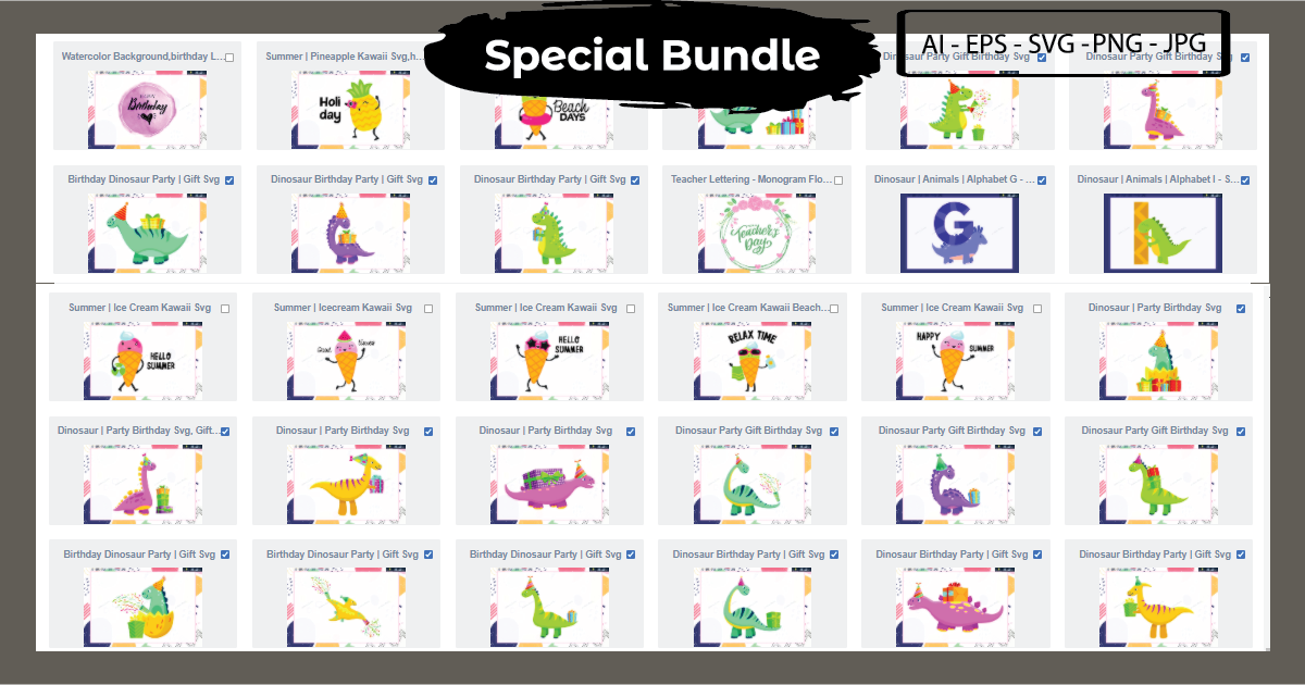 Dinosaur | Party Birthday Bundle Bundle · Creative Fabrica