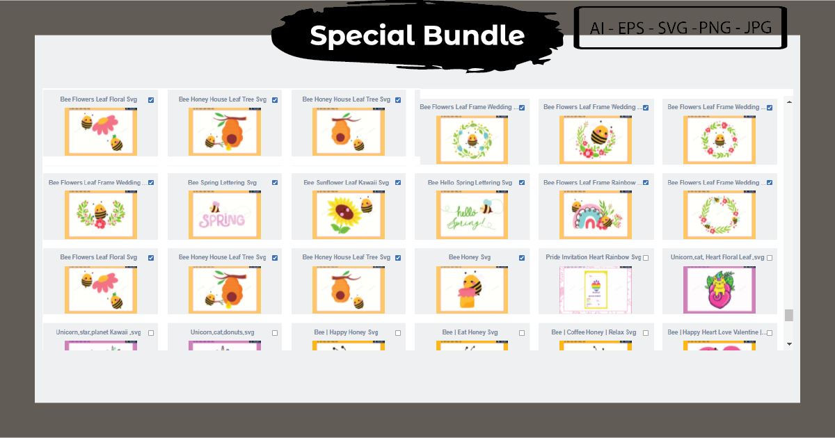 Bee Sunflower Leaf Kawaii Bundle Bundle · Creative Fabrica