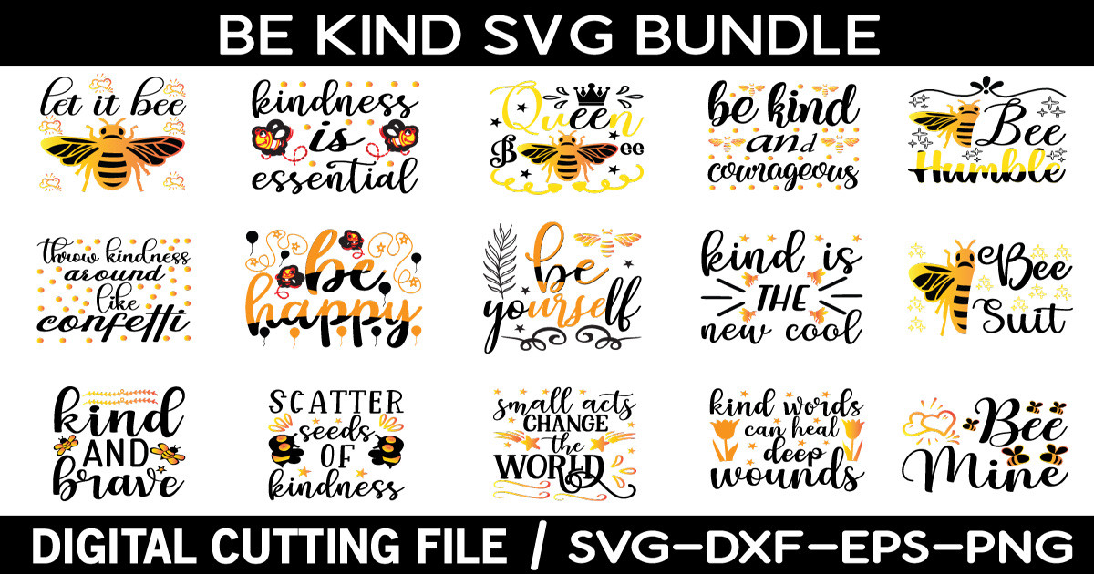 Be Kind SVG Bundle Bundle · Creative Fabrica