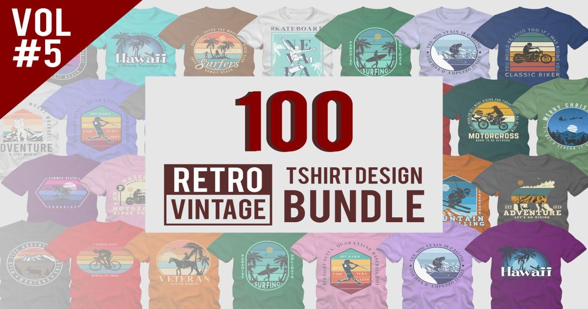 Vintage T-Shirt Design Bundle Vol 5 Bundle · Creative Fabrica