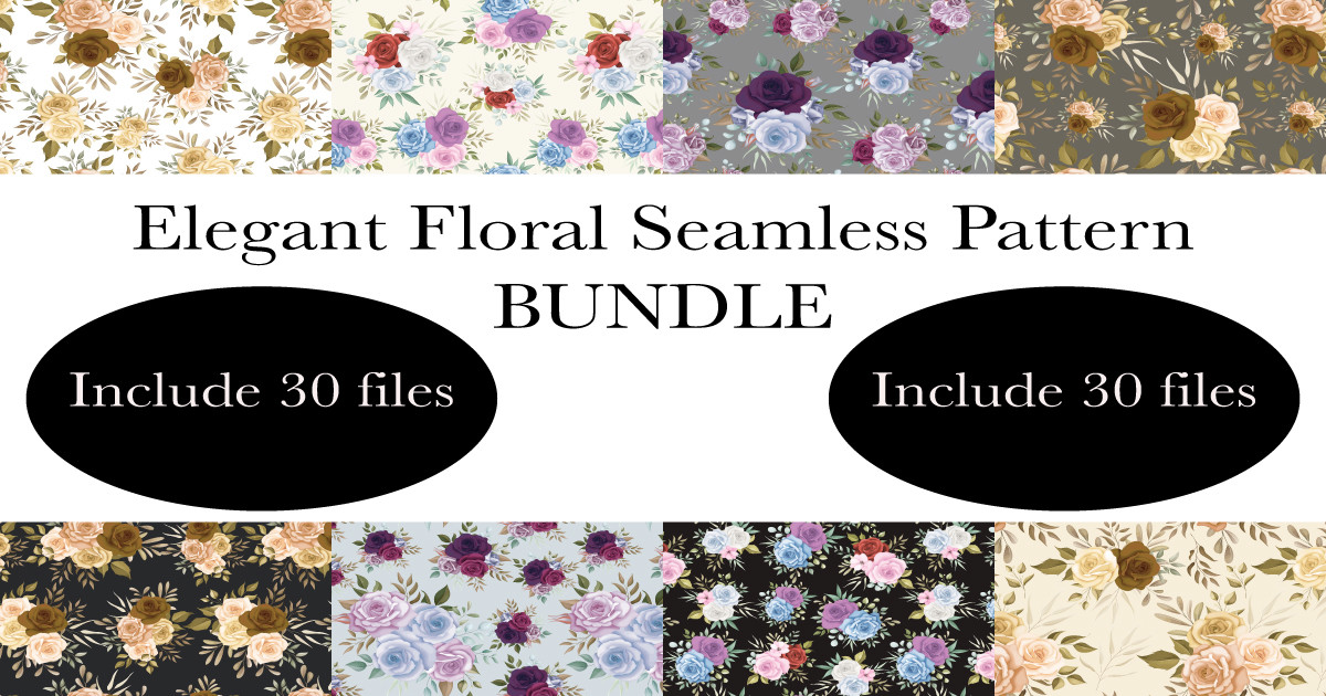 Beautiful Floral Seamless Pattern Bundle Bundle · Creative Fabrica