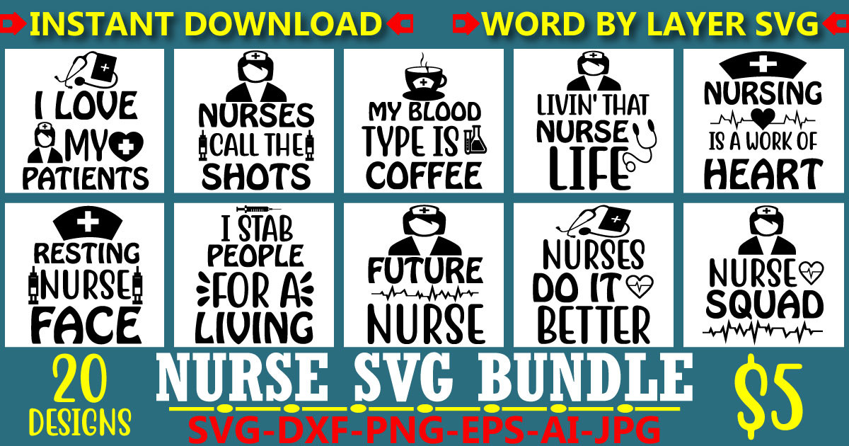 Nurse SVG Bundle Vol-2 Bundle · Creative Fabrica