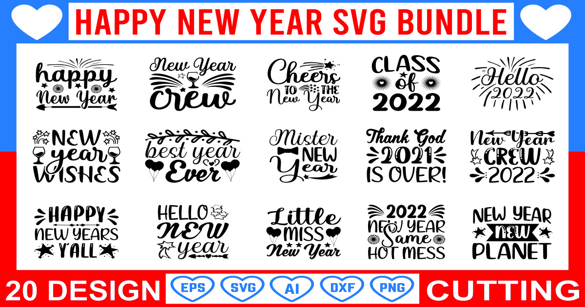 Happy New Year SVG Bundle Vol 2 Bundle · Creative Fabrica