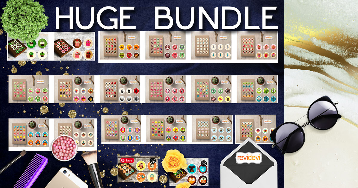 Printable Round Stickers Huge Bundle Bundle · Creative Fabrica