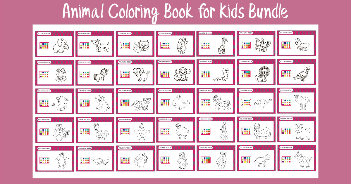 Animal Coloring Book for Kids Bundle Bundle · Creative Fabrica