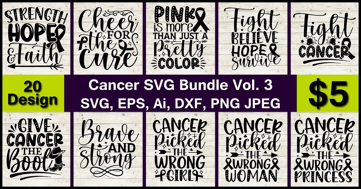 Cancer SVG Bundle Vol 3 Bundle · Creative Fabrica