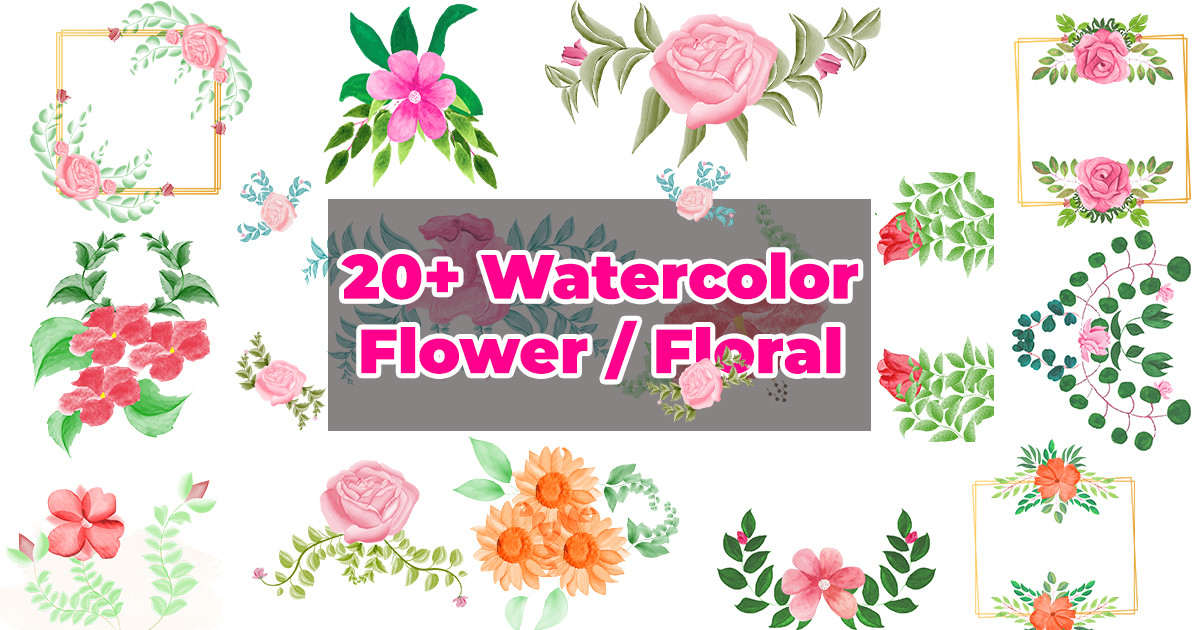 Watercolor Flower Bundle Bundle · Creative Fabrica