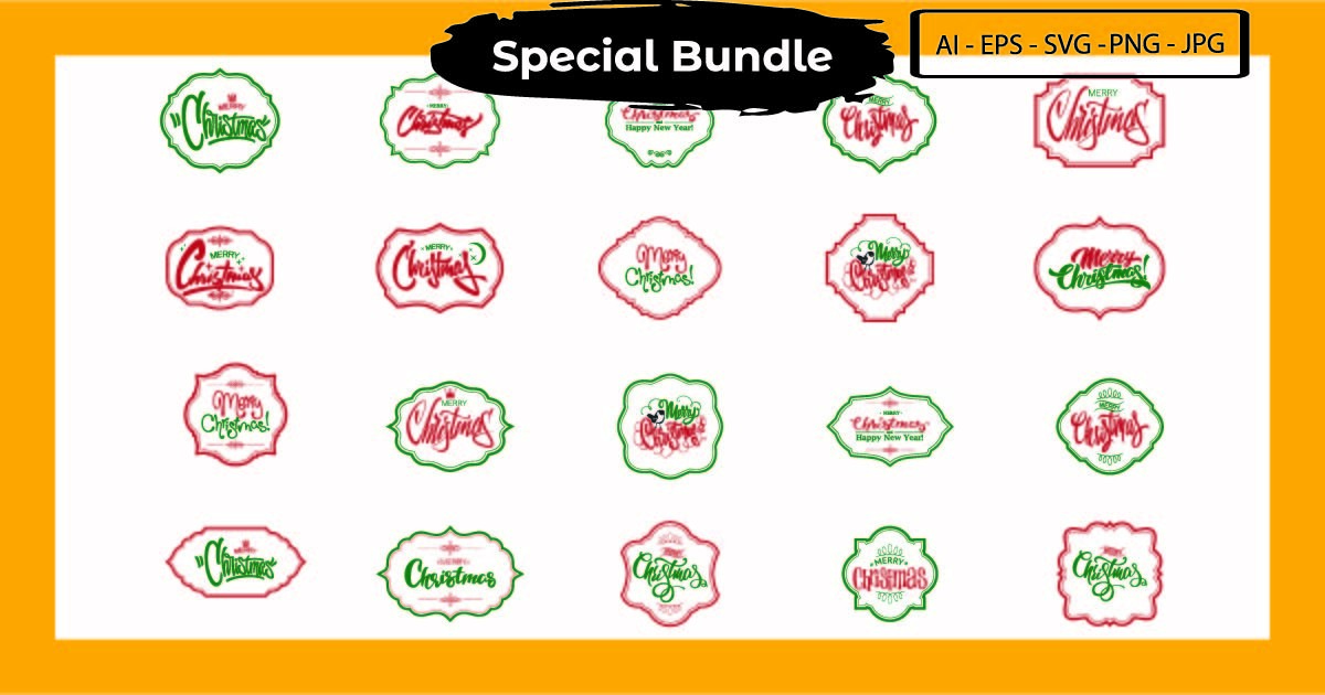Merry Christmas Lettering Bundle Bundle · Creative Fabrica