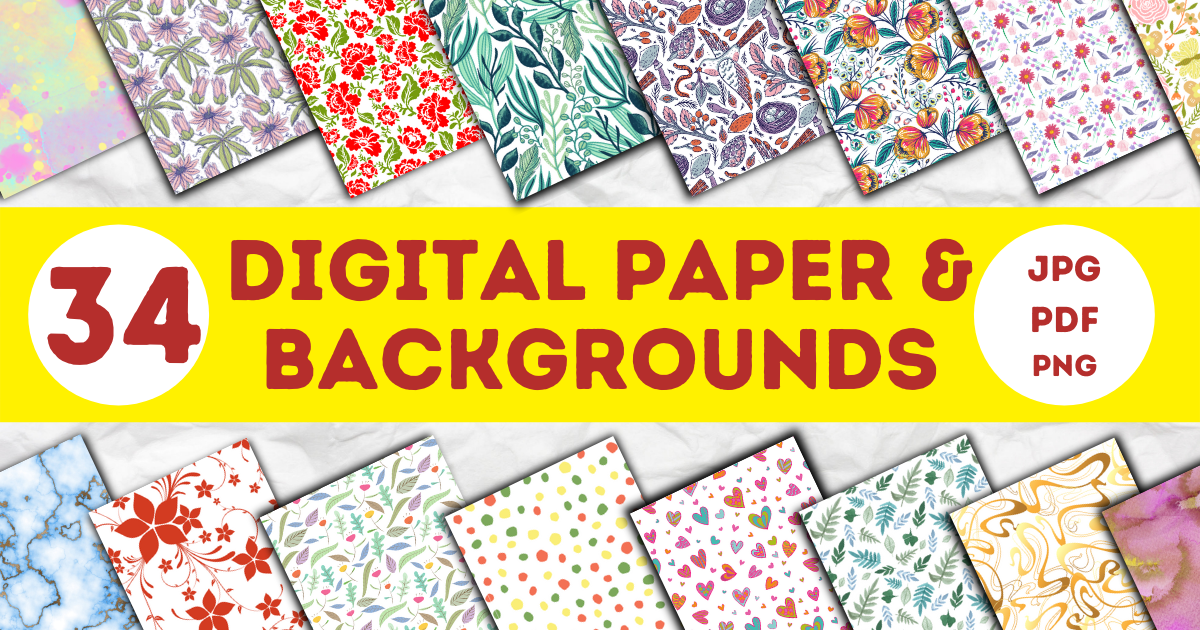 Digital Paper and Background Pattern Bundle Bundle · Creative Fabrica