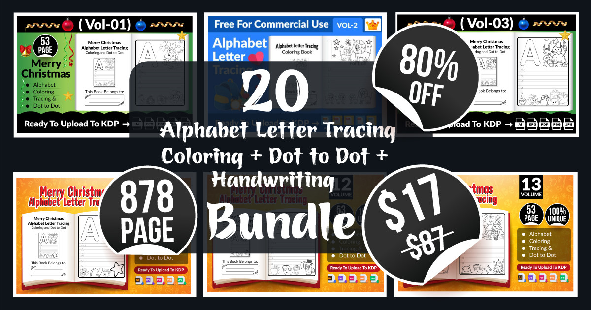 Alphabet Letter Tracing Bundle Bundle · Creative Fabrica