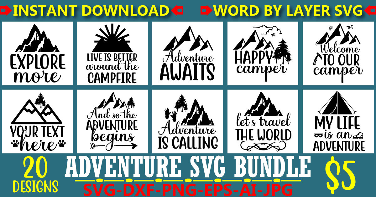 Adventure SVG Bundle Vol-2 Bundle · Creative Fabrica