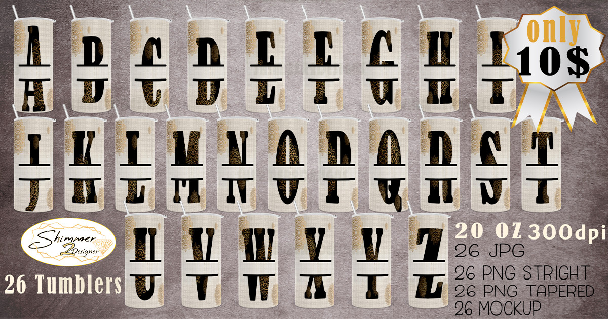 Monogram Letters Tumblers Bundle Bundle · Creative Fabrica