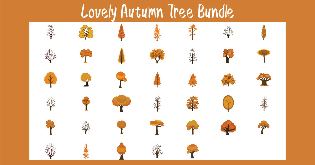 Lovely Autumn Tree Bundle Bundle · Creative Fabrica