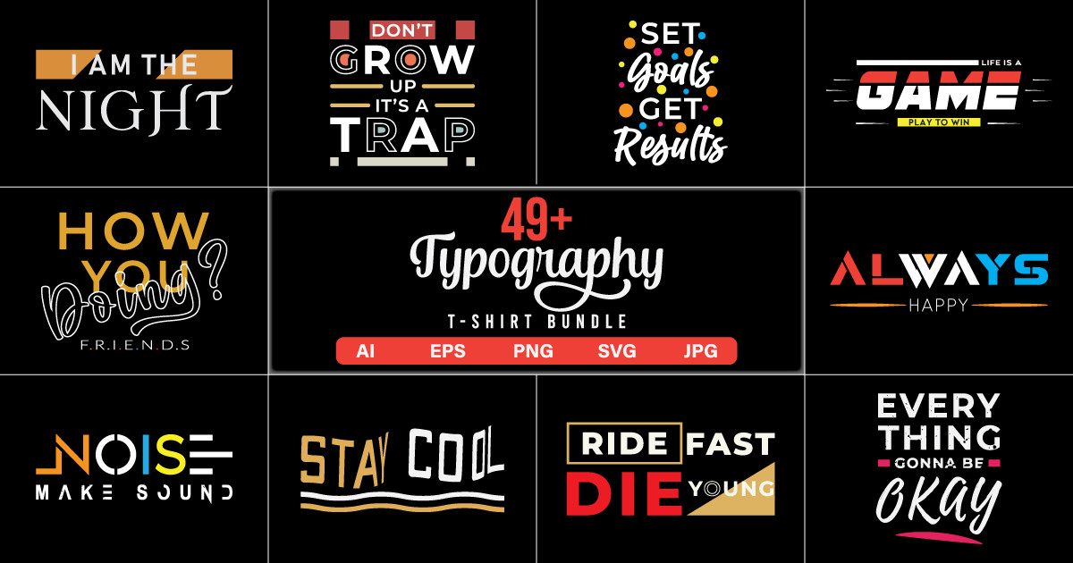 Typography T-Shirt Design Bundle Bundle · Creative Fabrica