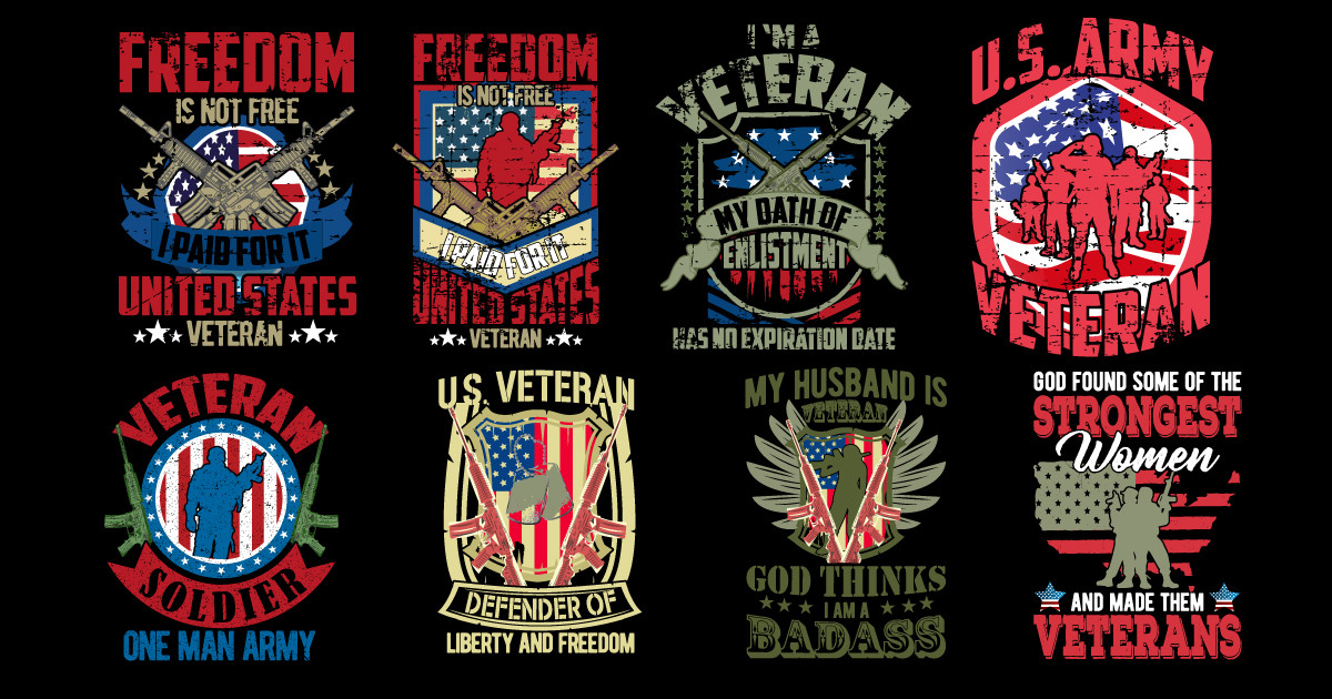 American Veteran T-Shirt Design Bundle Bundle · Creative Fabrica