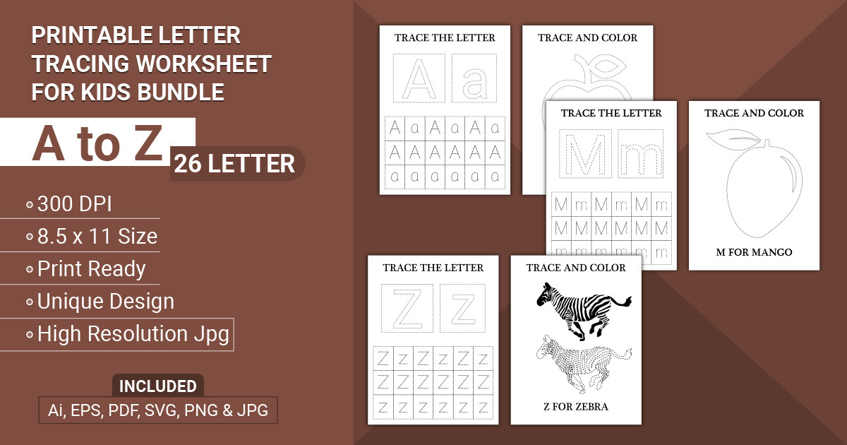 Letter Tracing and Coloring Workbook Bundle Bundle · Creative Fabrica