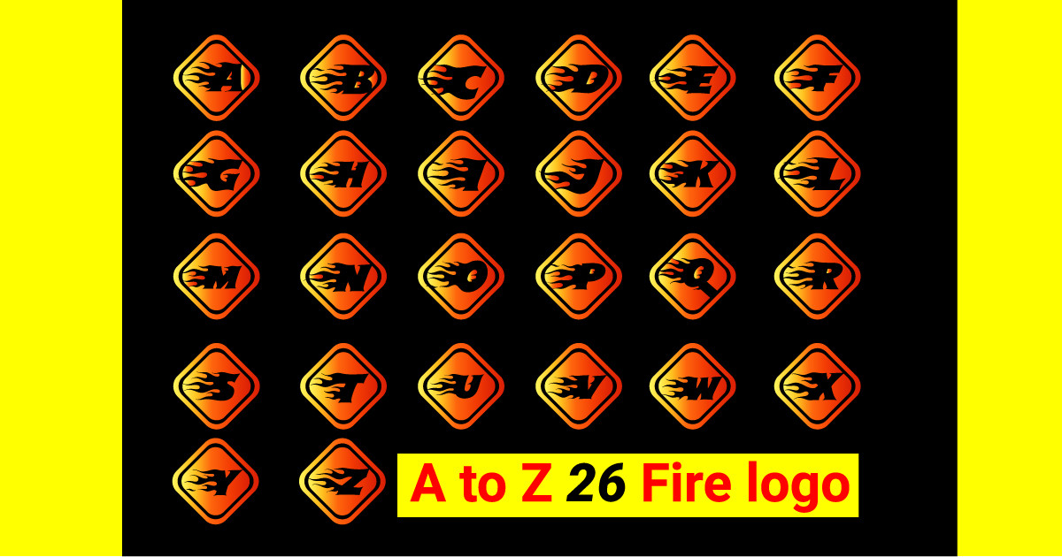 Fire a to Z Letter Logo and Icon Design 3 Bundle · Creative Fabrica