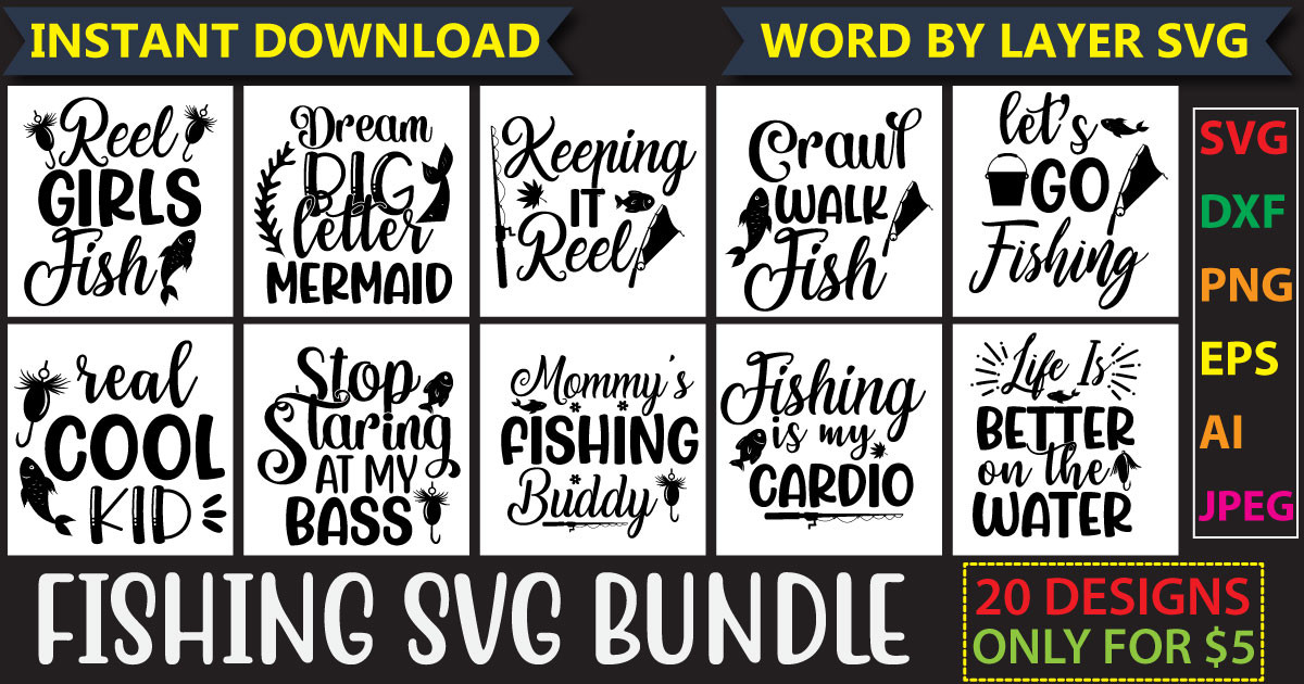 Fishing SVG Bundle Bundle · Creative Fabrica