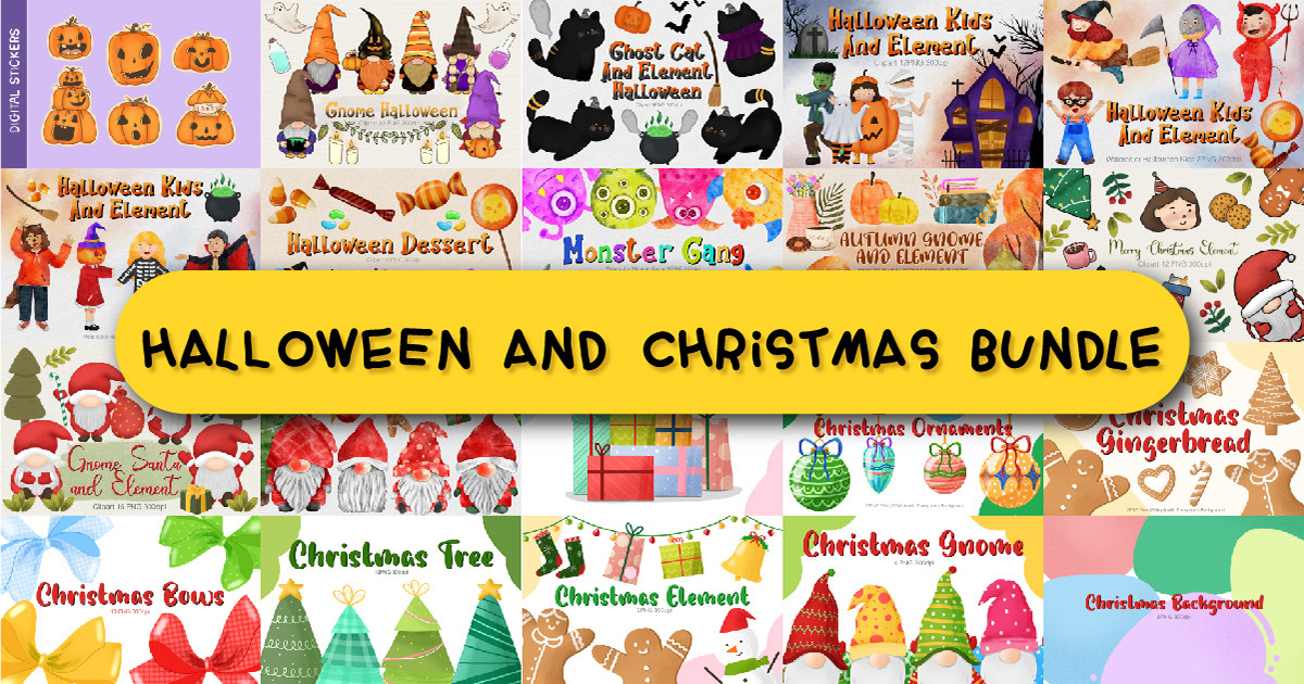 Halloween and Christmas Bundle Bundle · Creative Fabrica