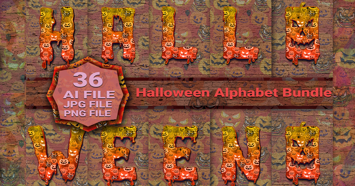 Halloween Dropping Blood Alphabet Bundle Bundle · Creative Fabrica