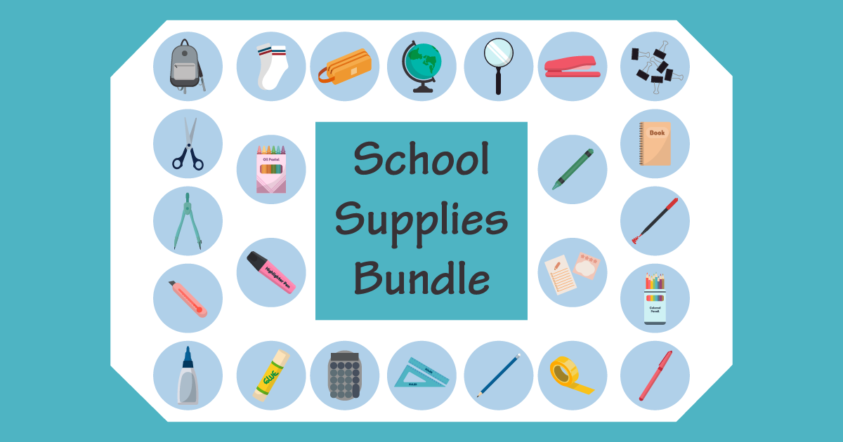School Supplies Bundle Bundle · Creative Fabrica