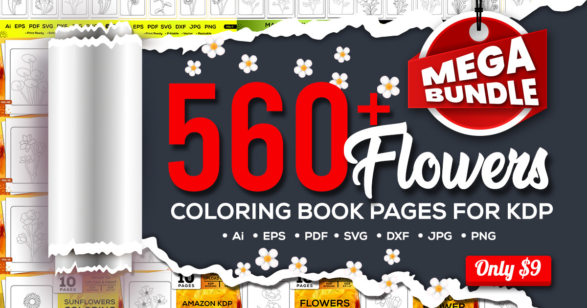 Flowers Coloring Book Pages Bundle Bundle · Creative Fabrica