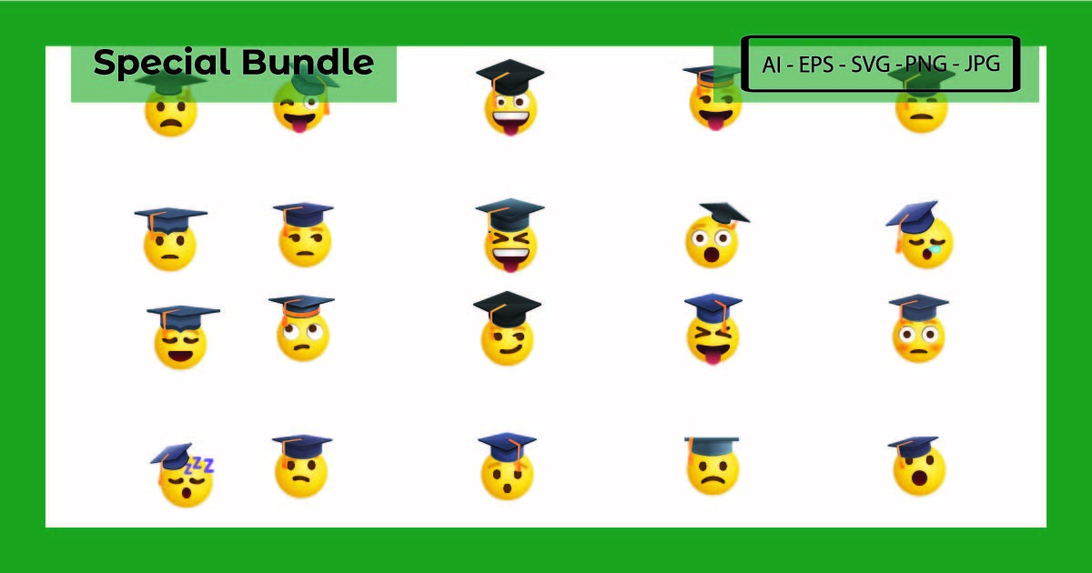 Bachelor Hat Worn Emotion Graduation Bundle Bundle · Creative Fabrica