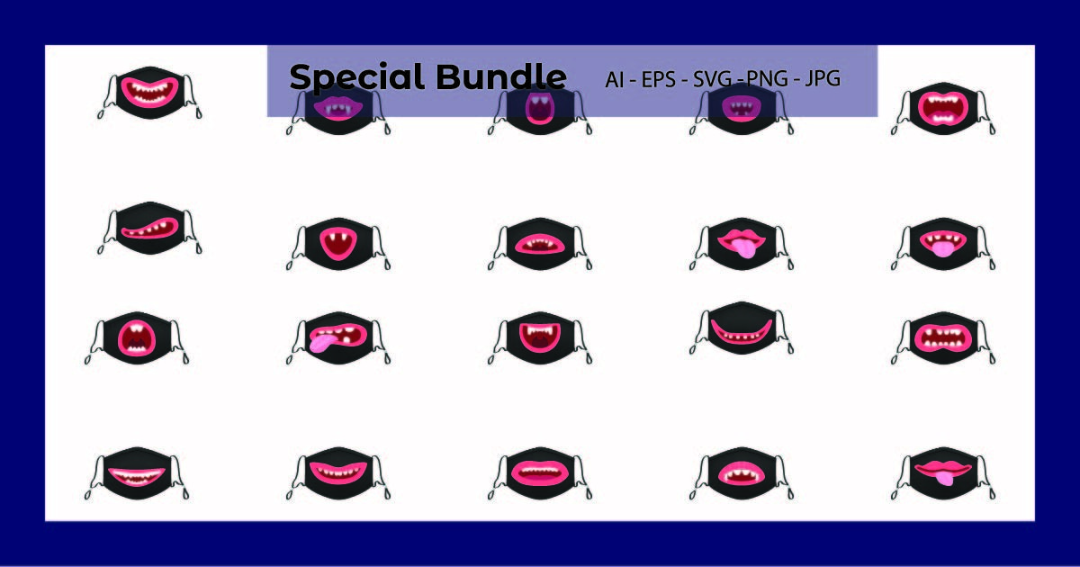 Monster Mouth Face Mask Bundle Bundle · Creative Fabrica