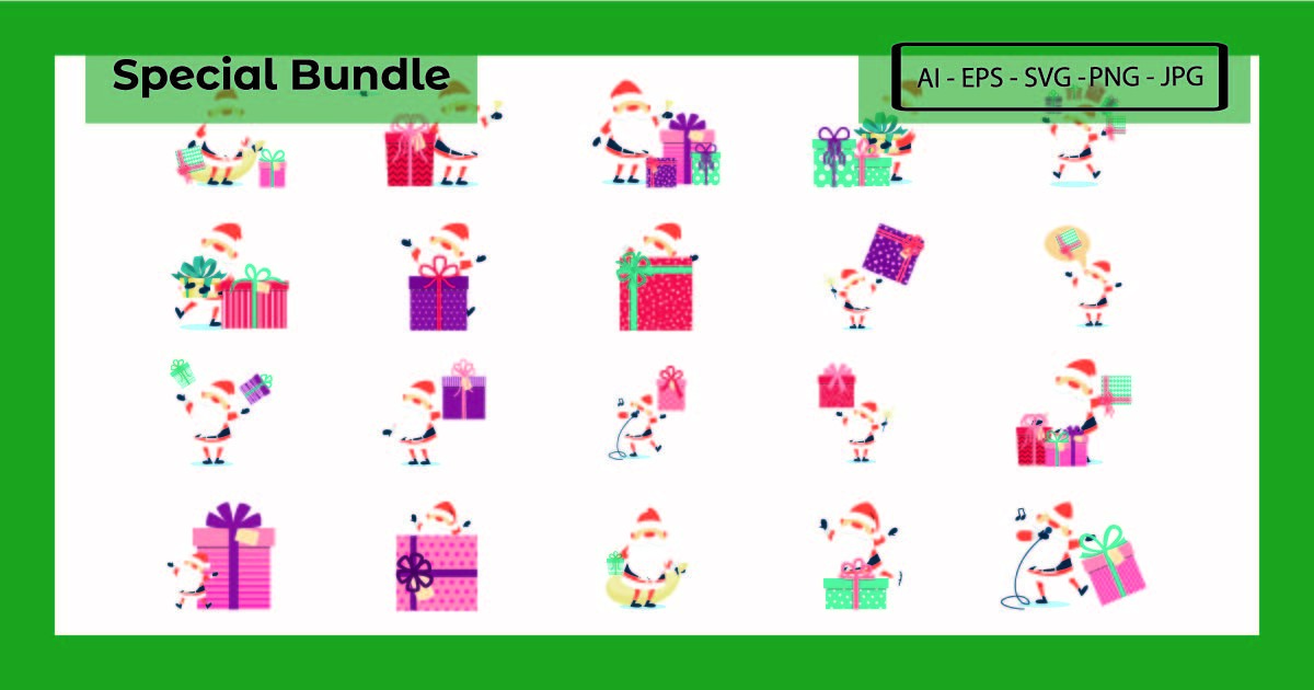 Christmas Santa Claus Gift Box Bundle Bundle · Creative Fabrica
