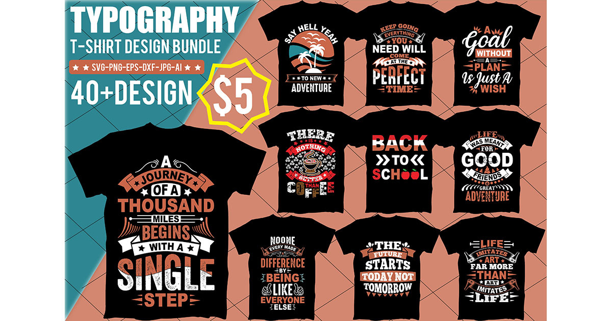 Typography T-Shirt Design Bundle Bundle · Creative Fabrica