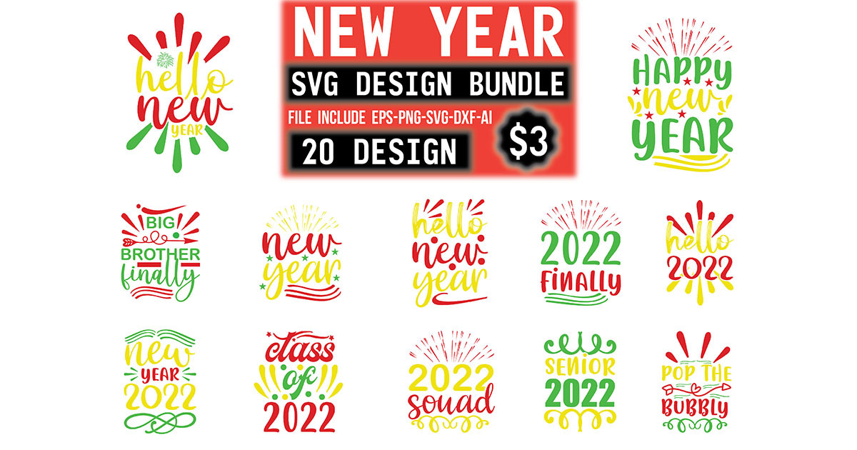 New Year SVG Design Bundle Bundle · Creative Fabrica